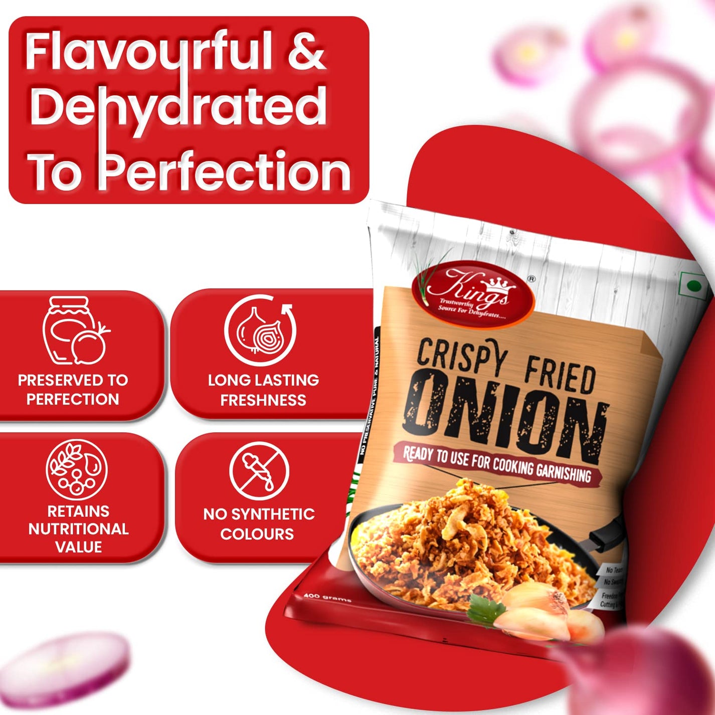 Kings Crispy Fried Onion -400grams ( 8 pack of 50gram sachet ) – Kings ...