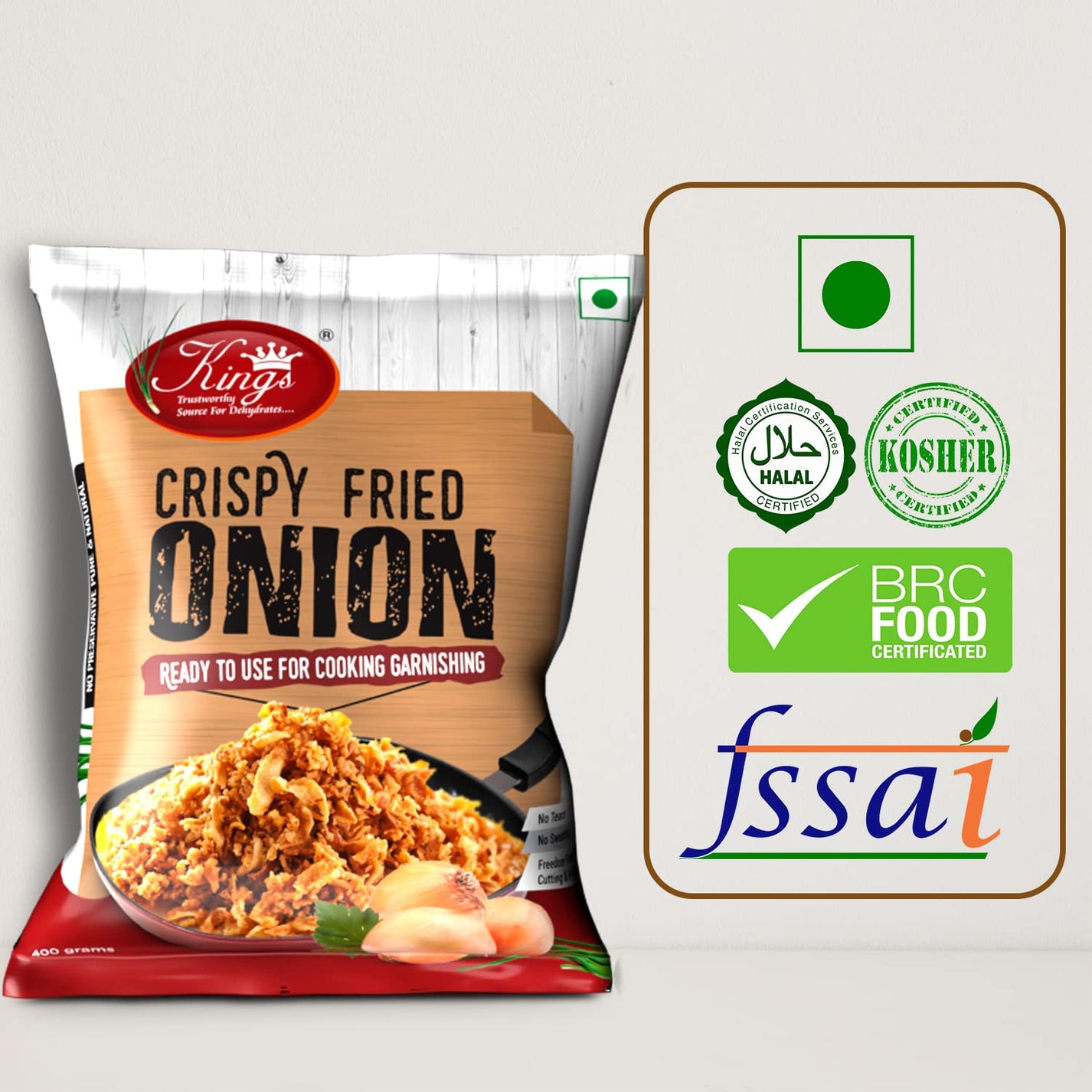 Kings Crispy Fried Onion -400grams ( 8 pack of 50gram sachet ) – Kings ...